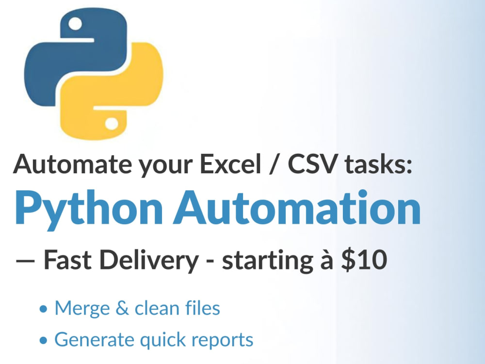 Automate your Excel or CSV tasks using Python (fast delivery) | Upwork
