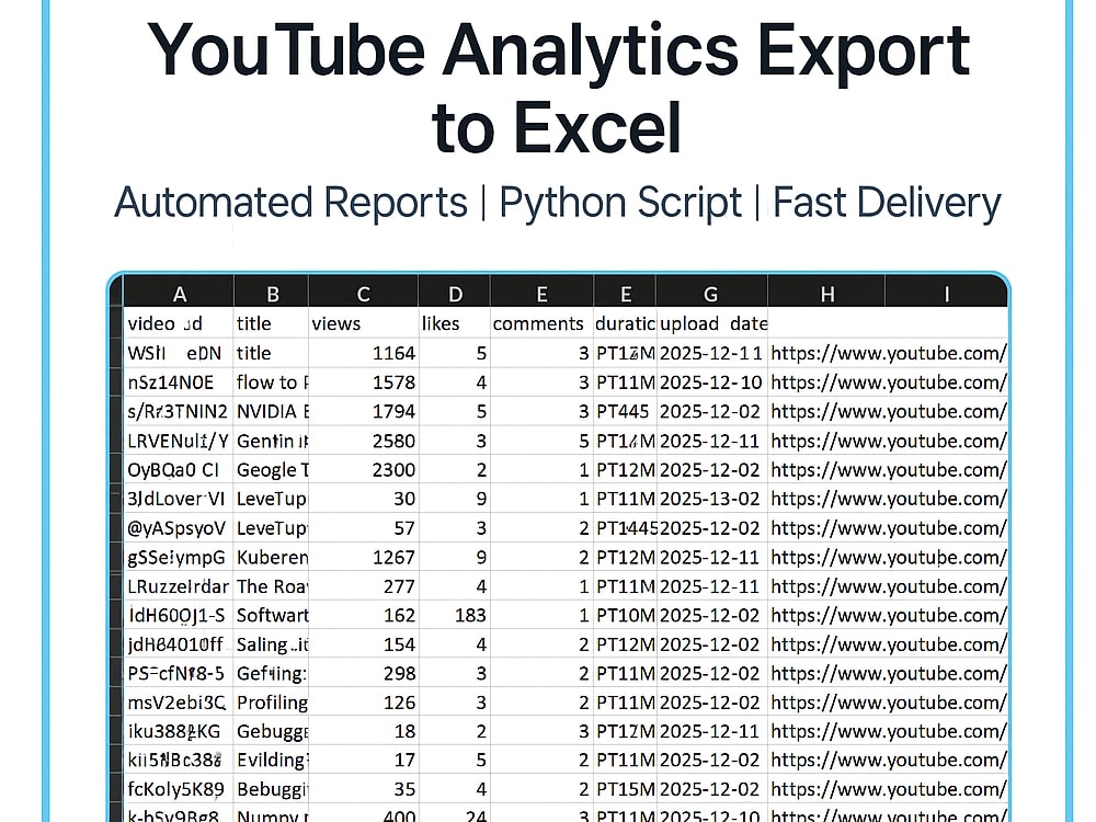 YouTube Channel Analytics Export to Excel (Automated Python Report ...