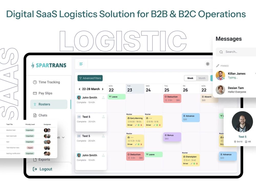Complete Logistics Dashboard for Scheduling, Time Logs and Payroll ...