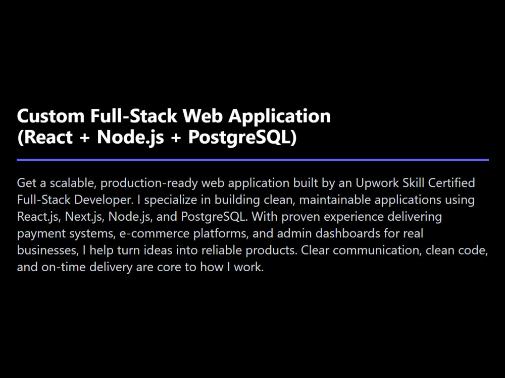 A Custom Full-Stack Web Application (React + Node.js + PostgreSQL) | Upwork