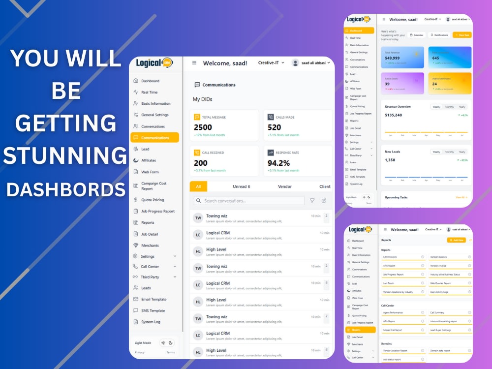A clean, responsive CRM dashboard built with React | Upwork