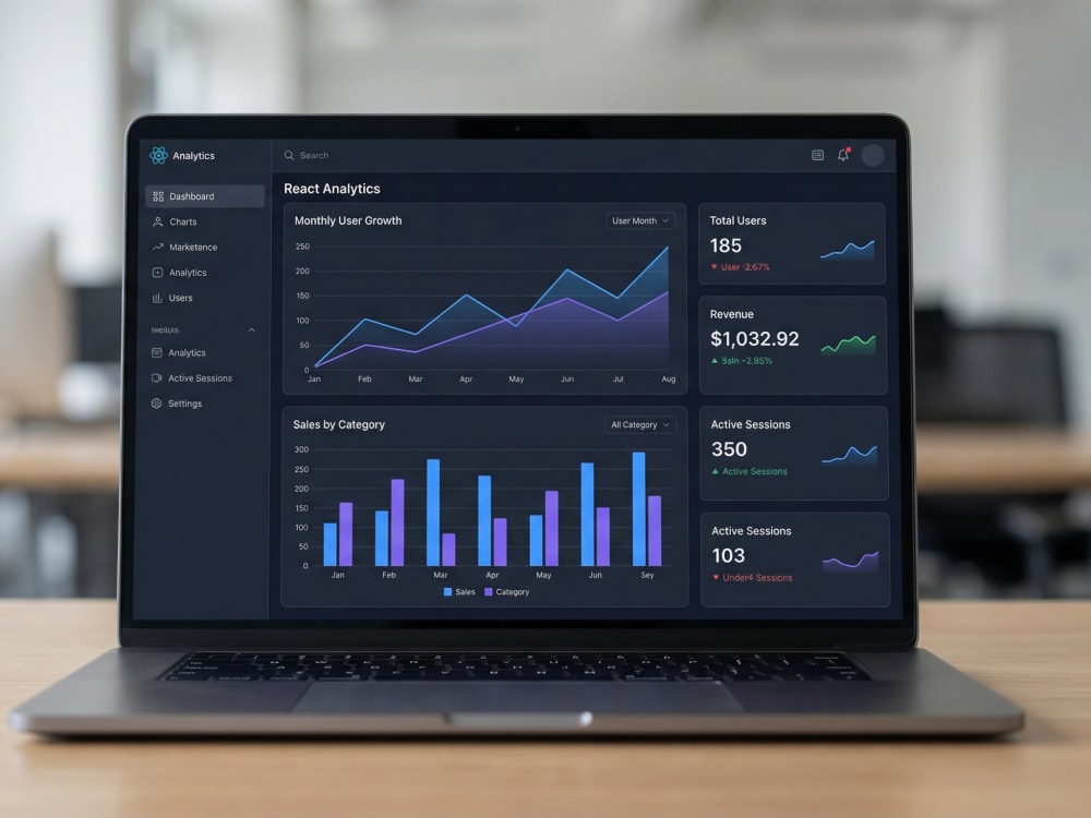 A responsive React dashboard with charts and analytics | Upwork