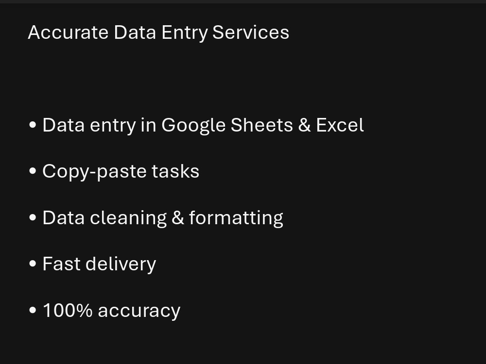 A Sample Data Entry Sheet With Accurate, Organized Data | Upwork
