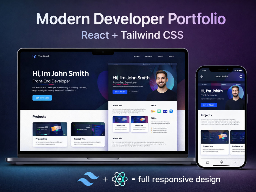 Build a Modern React Portfolio Website | Tailwind CSS | Responsive ...