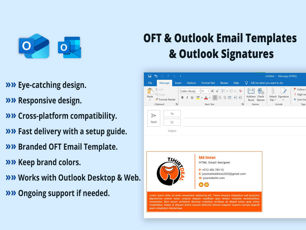 Clickable outlook email Templates or oft templates | Upwork