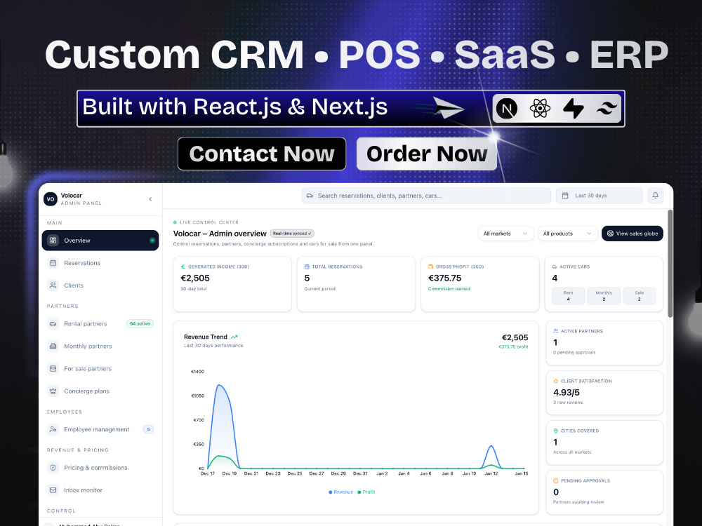 Custom Build CRM, POS, SaaS & ERP Systems with React.js/Next.js | Upwork