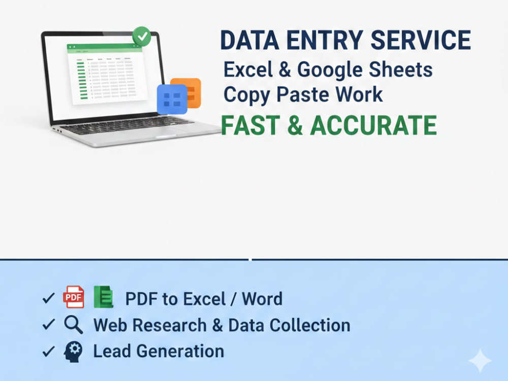 Professional Data Entry | Excel / Google Sheets | Copy Paste & PDF to Excel | Upwork