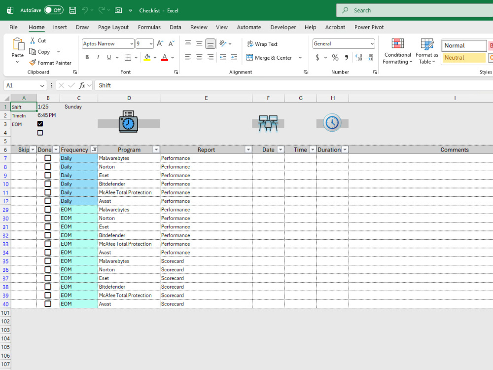 An Excel Checklist, Very useable for daily repetitive tasks. | Upwork