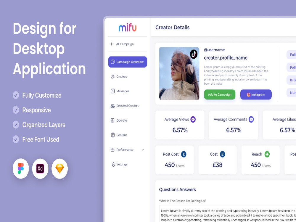 A Modern Desktop App Design with Metrics Dashboard and Creator Insights ...