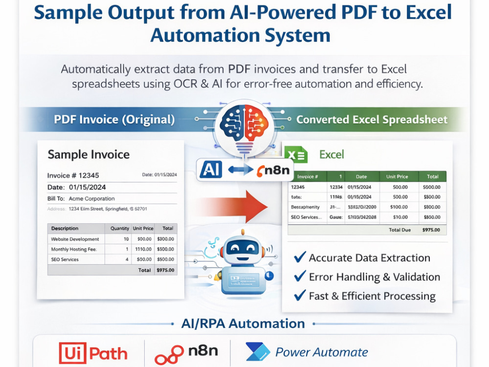 PDF → Excel / CRM Automation System (AI-Powered) | Upwork