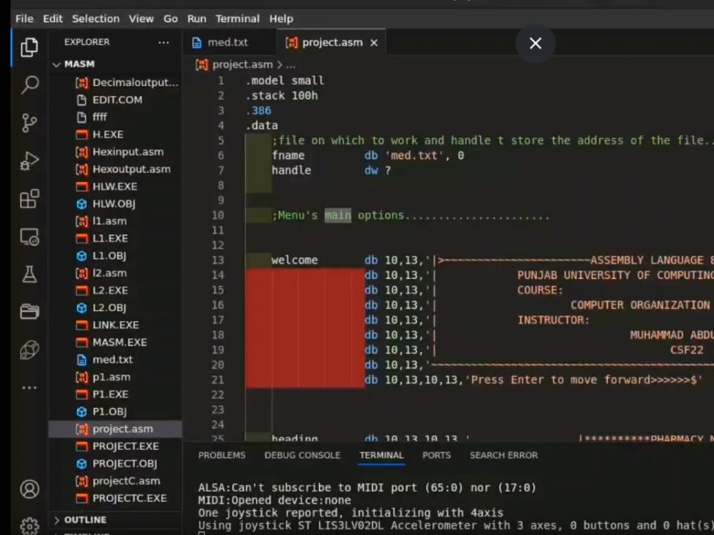 Delivery of a Custom Pharmacy Management System in Assembly Language 8086. | Upwork