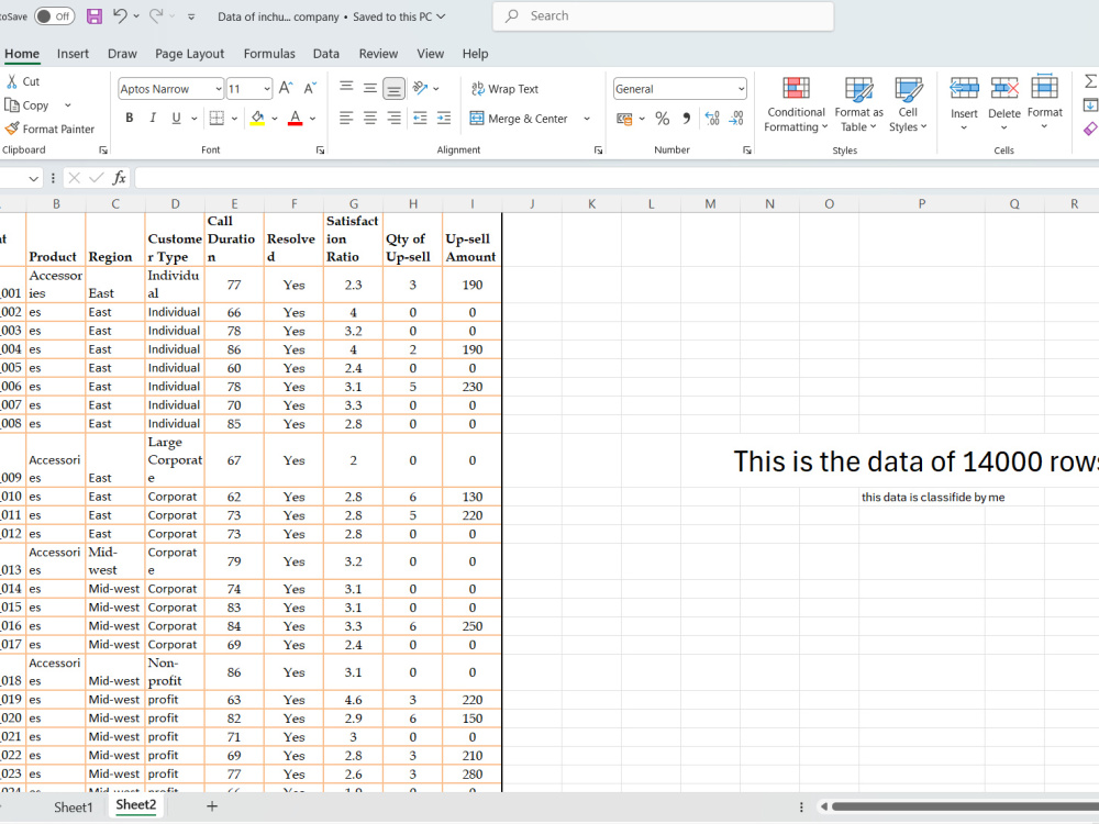 Microsoft excel work, Data classification ,data Arrangement in Excel ...