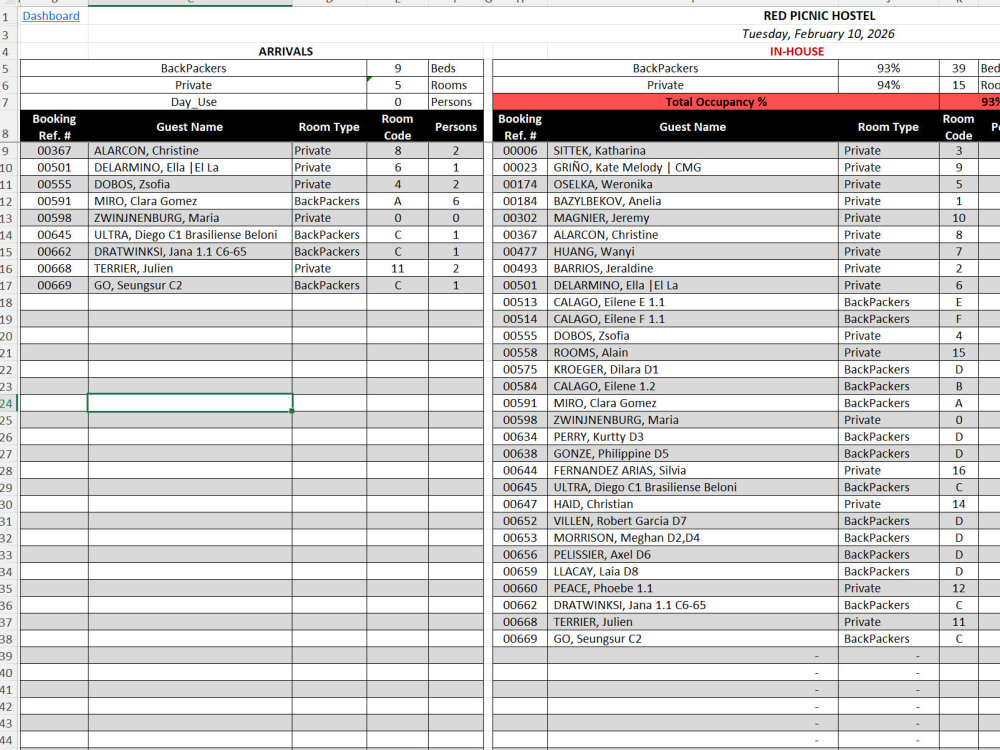 Excel worksheet that can accept reservations and show availabiity of ...