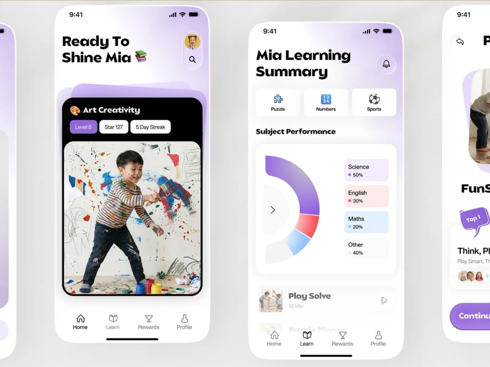 Kid learning app ui ux quiz education game website design uiux app ...