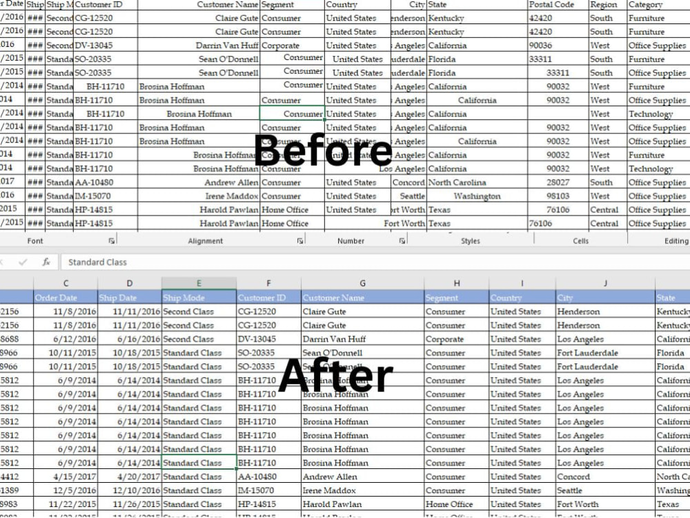 Excel data cleaning, merge, formatting for large and messy files | Upwork