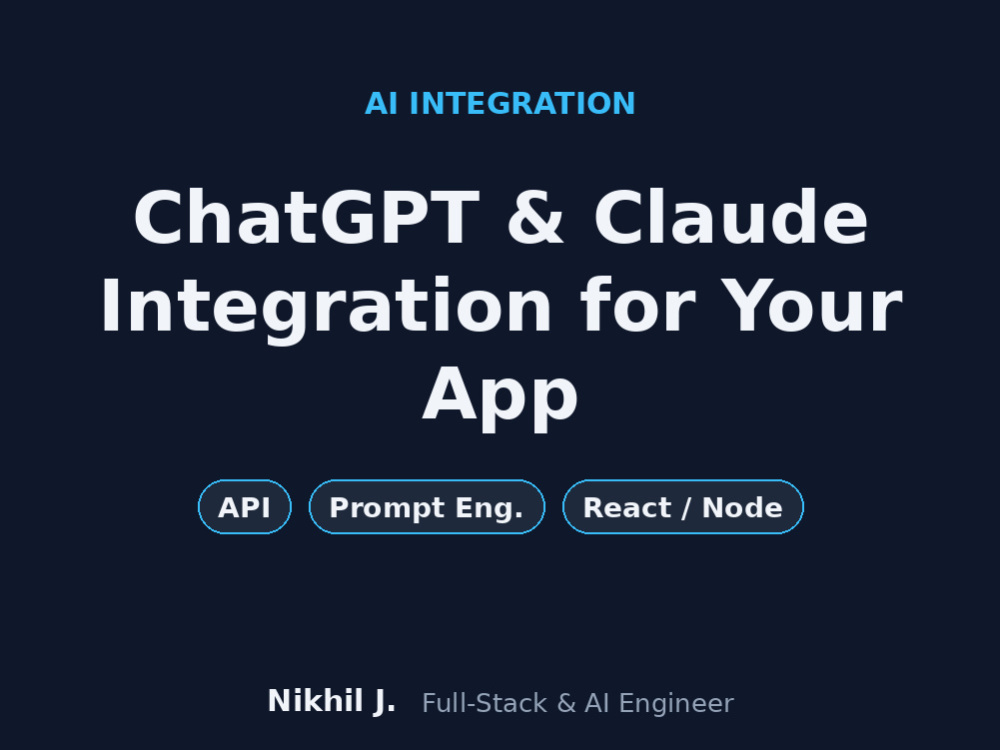 ChatGPT or Claude AI integrated into your web or mobile app | Upwork