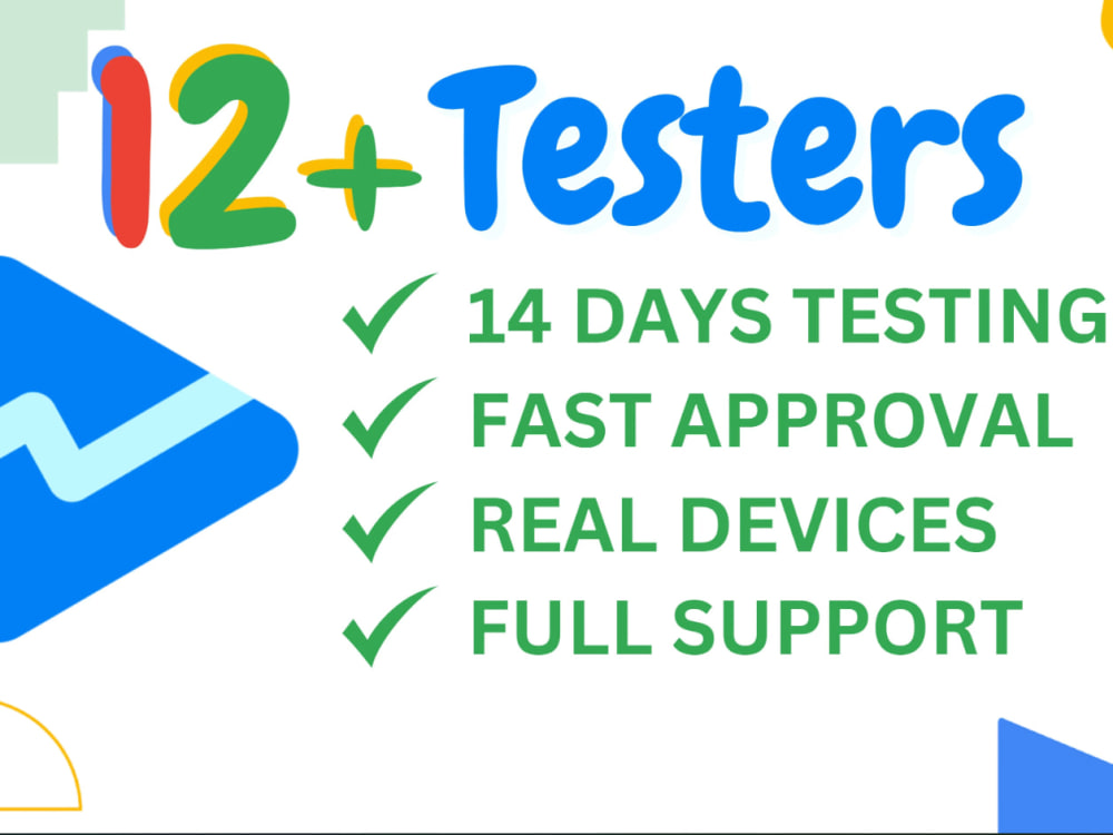 12 testers for google play, ios, closed testing for 14 days 12 app ...