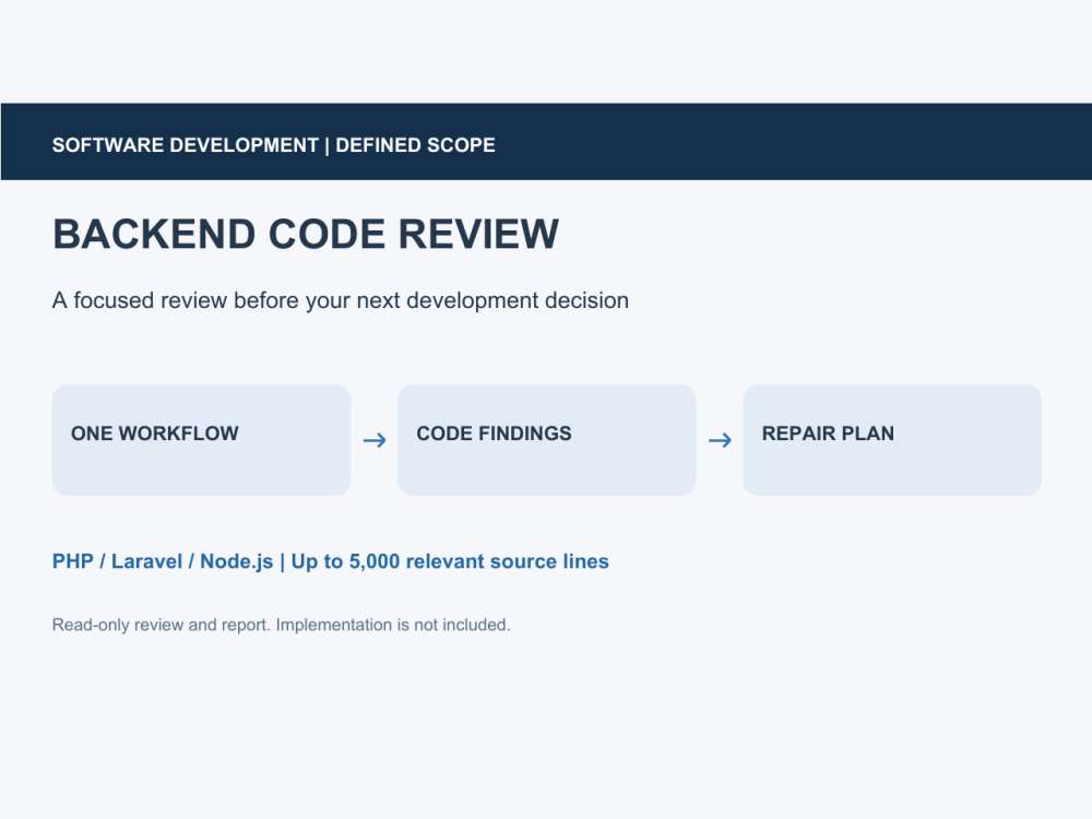 A Laravel or Node.js code review and prioritized repair plan | Upwork
