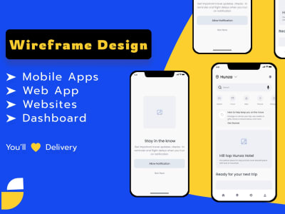 A wireframes design for a mobiles app, web apps and prototypes in Figma ...