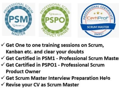 Help you to become certified scrum master, psm1, psm2, pspo1, and pal1 ...