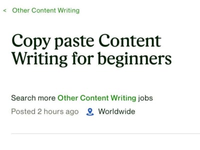 Copy paste content writing for beginners | Upwork