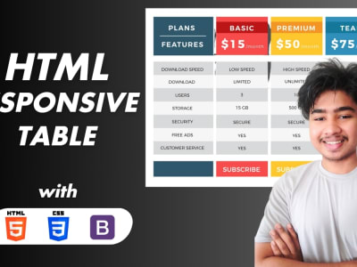 Responsive HTML table and comparison pricing table | Upwork
