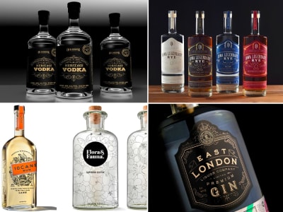 Label design for whiskey, wine, vodka, gin, tequila, rum, and other ...