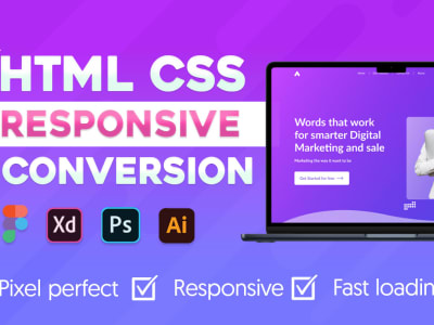 Fully converted psd to html figma to html xd to html css responsive website | Upwork