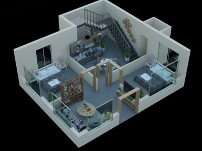 A photo-realistic 3D floor plan with high-quality rendering. | Upwork