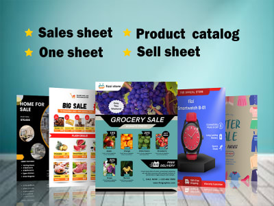 Sell sheet, sale flyer, product catalog, promotion or advertisement ...