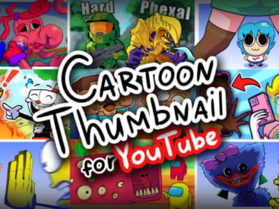 A cartoon youtube thumbnail, gaming thumbnail and many more within 5 ...