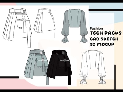 Professional tech pack/cad sketches/ 3d mockup in vector | Upwork