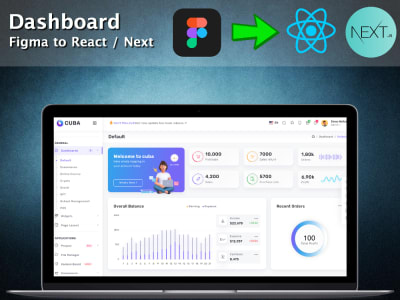 Responsive react / next.js dashboard created from your figma / psd design | Upwork