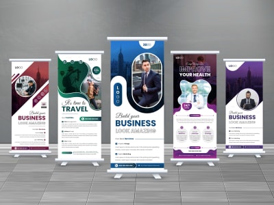 Creative roll-up banner, backdrop, yard sign, billboard and signage ...
