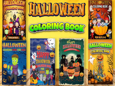 Halloween coloring book and activity book cover design for amazon kdp ...