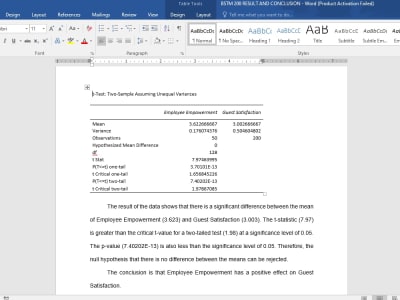 A Statistics result with conclusion | Upwork