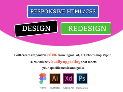 A responsive HTML from adobe XD, PSD, AI, or Figma | Upwork