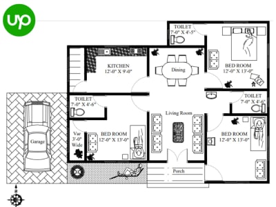 An impressive 2D floor plan for your house | Upwork