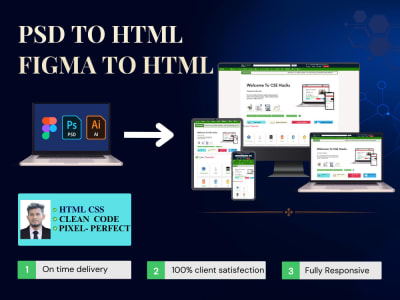 Figma, PSD, Adobe XD, AI to HTML/ CSS Responsive Website. | Upwork