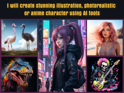 Stunning illustration, photorealistic or anime character using AI tools ...