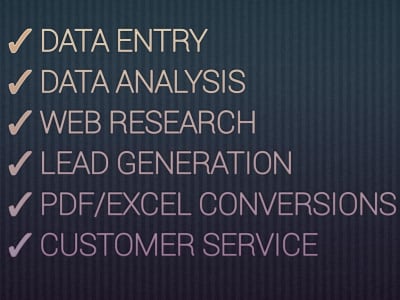 All types of Web Research, Data entry/analysis, and pdf/excel conversion. | Upwork