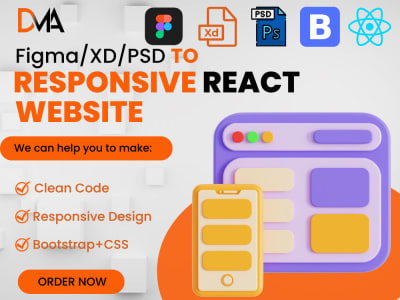 Transformed figma, xd, PSD design into responsive react website | Upwork