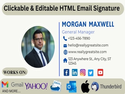Smart design editable and clickable HTML email signatures | Upwork
