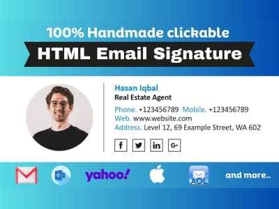 Clickable html email signature | Upwork
