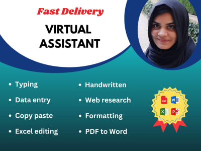 Virtual assistant services for any Data entry, Typing related services | Upwork