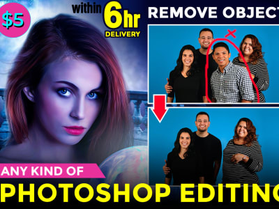 Any image editing, add or remove objects from photos in Photoshop | Upwork