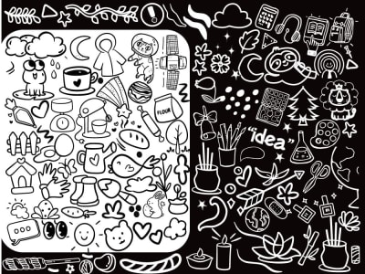 Doodle art, doodle icons, doodle illustration, doodle panals, stick ...