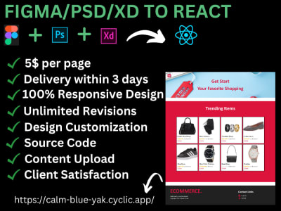 Figma/PSD/XD design converted to responsive HTML and ReactJs Websites ...