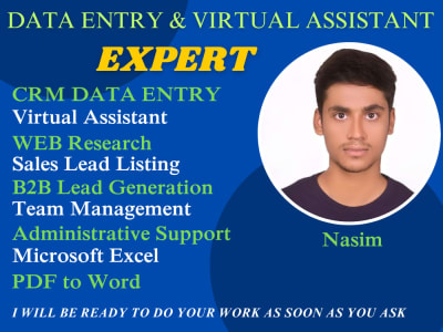 Virtual Assistant, Data Entry, Cold Colling, Web Research, Lead Generation | Upwork