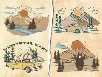 Hand-drawn retro vintage illustration for your t-shirt | Upwork
